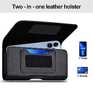 ykooe Premium PU Leather Holster for iPhone 13 Pro 13 12 12 11 XR, Max, with Card Slot Holder Cell Phone Belt Clip Case Samsung Galaxy S22 S21 S20 A32 A13 (Fits Phone with Otter Box Case on), Black