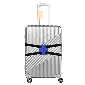 Luggage Straps Bag Bungee for Luggage， High Elastic Suitcase Adjustable Belt Bag Bungees with Buckles (Black/Blue)