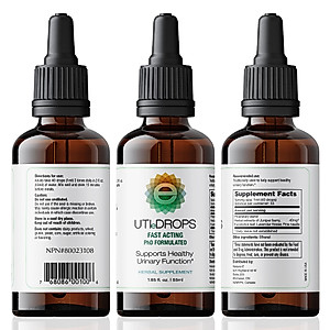 Natural UTI E-Drops – Fast-Acting Herbal Formula for Support of Bladder, Kidney & Urinary Tract Health for Women & Men