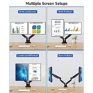 MOUNTUP Ultrawide Dual Monitor Arm for Max 35 Inch Screen, Support 4.4-30.9 lbs Heavy Duty Monitor Desk Mount, Gas Spring Computer Monitor Stand Holder, VESA Bracket with Clamp/Grommet Base, Black