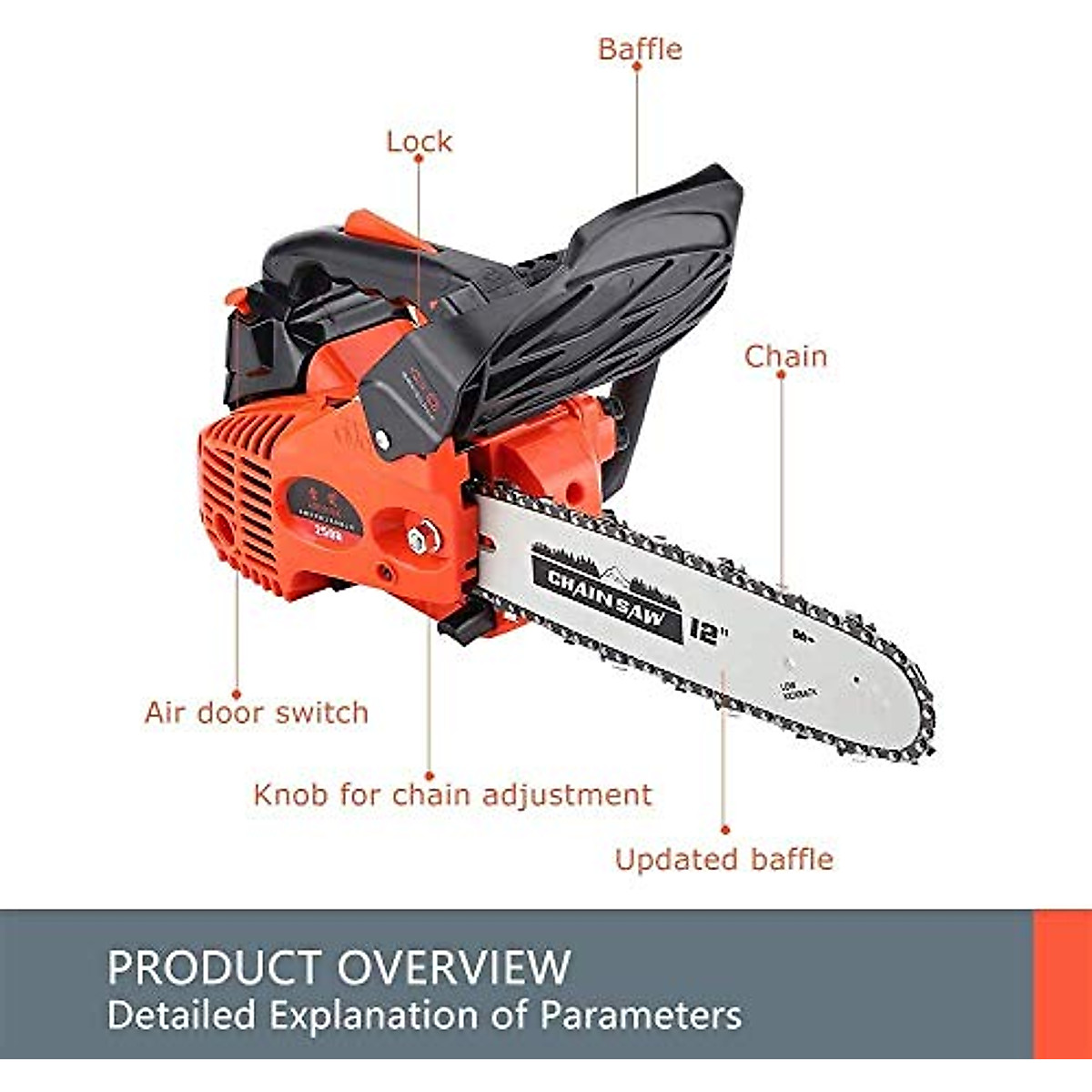 25.4CC Gas Chainsaw, 12" Gasoline Chainsaw Handheld Cordless Petrol Gasoline Chain Saw Wood Cutting Grindling Machine for Cutting Wood with Tool Kit,Garden Farm Home Use,3000r/min