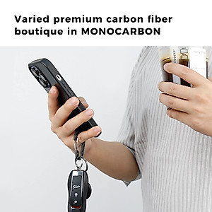 MONOCARBON Keychain Clip Carbon Fiber Surface, Small Carabiner Keychain Hooks, Auto Locking Key Clip, Durable and Cool for EDC. (Twill Carbon)