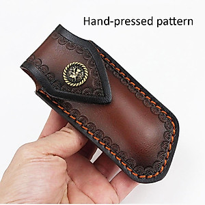 2 Pcs Leather Folding Knife Pouch,Leather Knife Holster with Snap Closure Belt Loop Portable Folding Knife Sheath Excellent Gifts for Men
