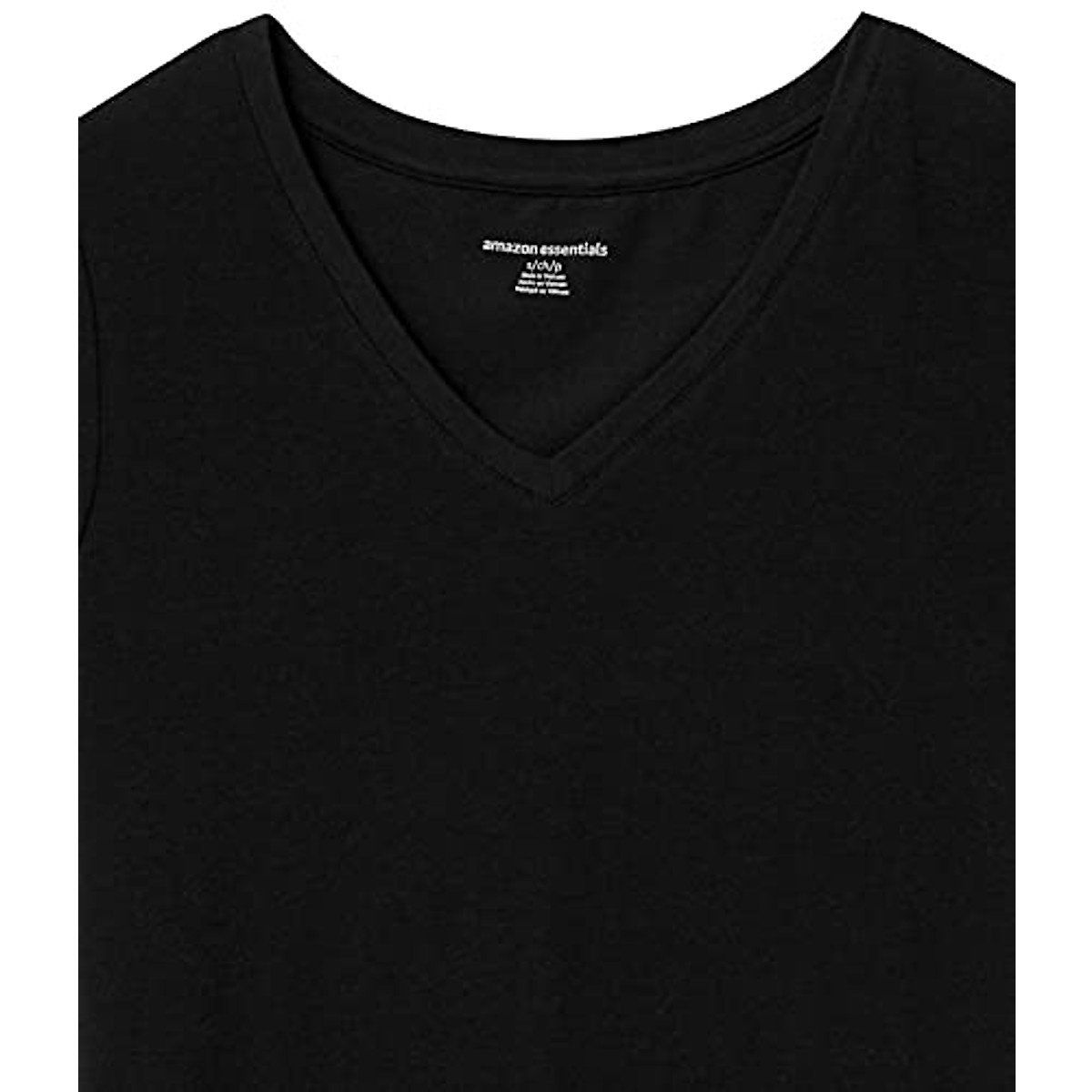 Amazon Essentials Women's Classic-Fit Short-Sleeve V-Neck T-Shirt, Pack of 2, Black/White, Medium