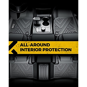 KYX All Weather Floor Mats for Toyota Tacoma Double Cab 2018-2023, TPE Rubber Car Floor Liners Full Set 1st and 2nd Row, Custom-Fit Car Mats for Toyota Tacoma Double Cab Odorless Non-Slip