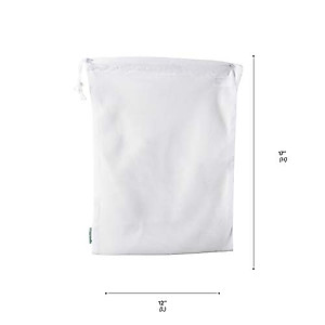 Kitchen Details 3 Pack Reusable Cotton Mesh Produce Bags | Green Living | Drawstring | Fruit and Vegetable Bags & Organizers | Good for Grocery Shopping | White