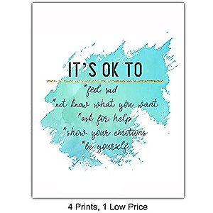 Light Blue Inspiring Positive Affirmations Quotes Wall Decor - Inspirational Art Posters 8x10 - Encouraging Self Improvement Motivational Sayings - Uplifting Encouragement Gifts for Empowered Women