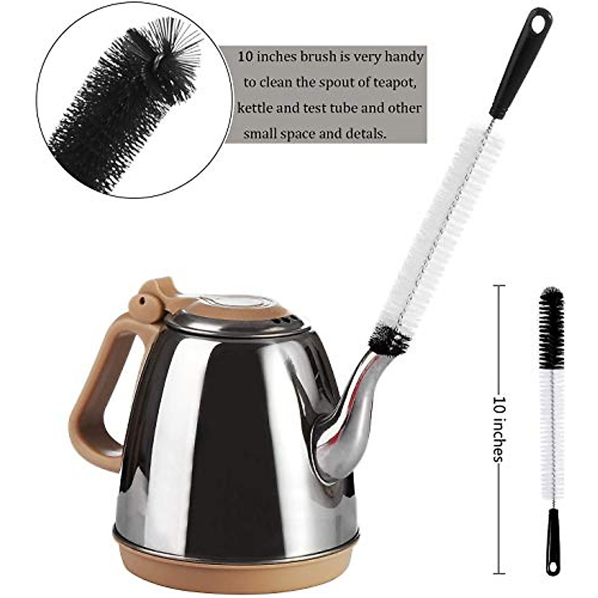 ALINK 8-Pack Bottle Cleaning Brush Set - Long Handle Black Bottle Cleaner for Washing Narrow Wine/Beer Bottles/Thermos/Flask Tumbler/Sport Well/Kettle/Lid Brush, Straw Brush