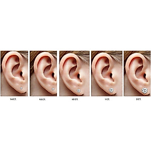 1/2 0.5 Carat Total Weight Black Diamond Solitaire Stud Earrings Pair 14K Rose Gold Popular Premium Collection Push Back