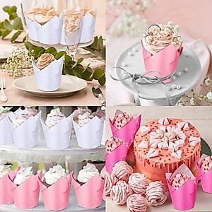 200 Pcs Tulip Cupcake Liners Muffin Baking Cupcake Liners Baking Cups Holders Heat Resistant Muffin Liners Wrappers for Wedding Party Birthday Baby Shower Party (Vivid Color)