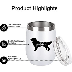 Yipaidel 12oz Golden Retriever Tribal Wine Tumbler - Vacuum Insulated Travel Mug for Coffee & Tea, Inspirational Gifts for Women, Mom, Sister, Best Friend (Christmas, Mother’s Day, Birthday)