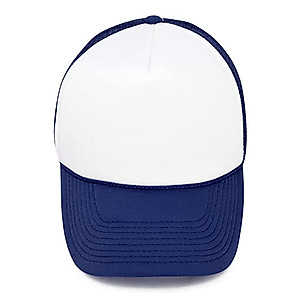 MR.R Sublimation Blank Polyester Mesh Cap Mesh Hat Two Tone Trucker Summer Mesh Cap with Adjustable Snapback,Dark Blue,2 Pieces per Pack