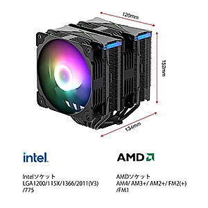 Vetroo U6PRO Dual Tower CPU Cooler - 220W TDP, 6 Heatpipes, Top ARGB Lighting, 130mm ARGB & PWM Fan - Compatible with Intel LGA 1851/1700/1200/115X & AMD AM5/AM4