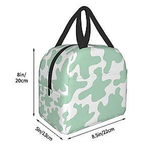 Senheol Mint Green Cow Lunch Box, Insulation Lunch Bag for Women Men, Reusable Lunch Tote Bags Perfect for Office Camping Hiking Picnic Beach Travel