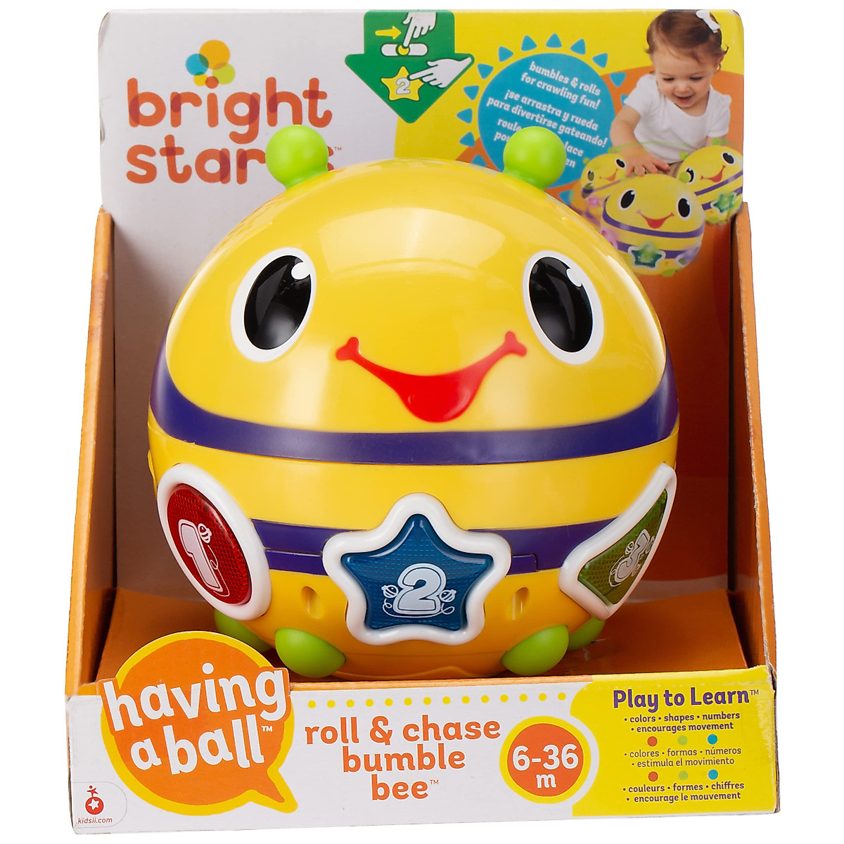 Bright Starts Having a Ball Roll and Chase Bumble Bee - Introduce Shapes, Numbers, Colors, Ages 6 Months +