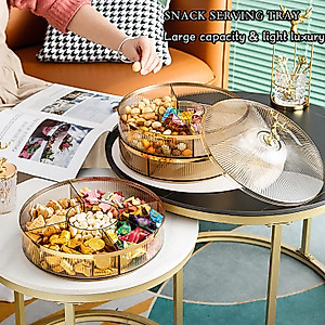 WMGoods Large Capacity Acrylic Serving Tray with 5 Compartments, Amber, 20"