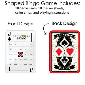 Big Dot of Happiness Las Vegas - Bar Bingo Cards and Markers - Casino Party Bingo Game - Set of 18