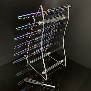 KAFENDA - Acrylic Knife Display Stand, Knife Set With Acrylic Stand, Holds 6 Knives, Pocket Knife, Folding Knife…
