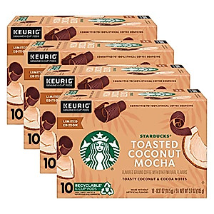 Starbucks K-Cup Coffee Pods Toasted Coconut Mocha, 10 CT (Pack of 4)