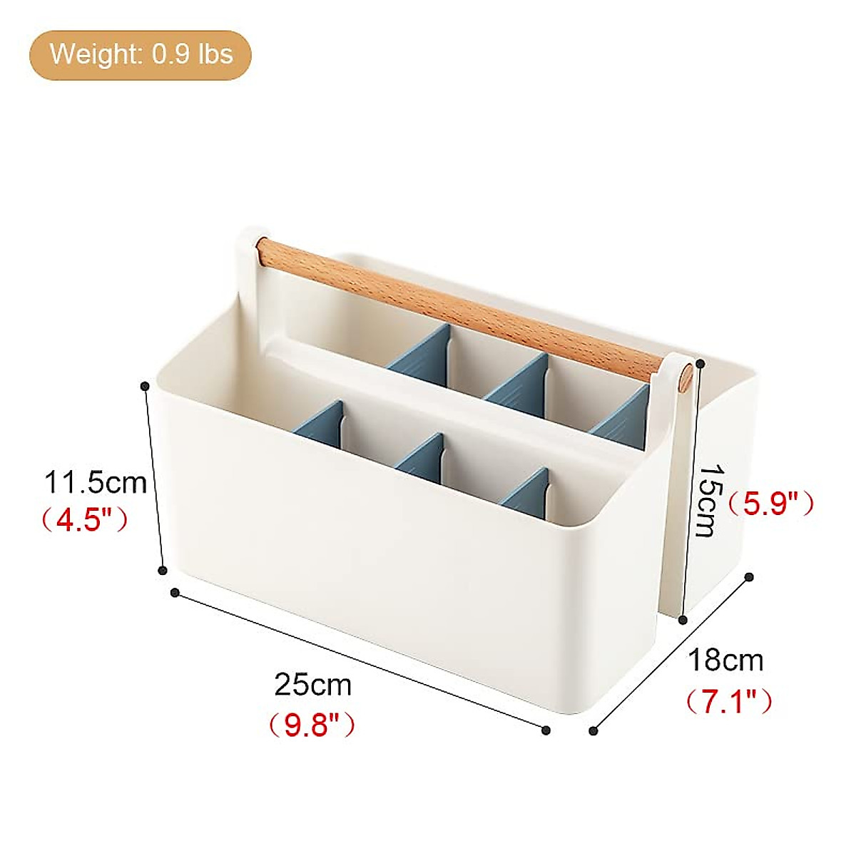 Vidifor 2 pcs Large Portable Caddy Tote with Handle, DIY Divided Basket, Desk and Dorm Caddy for Art Supplies, Makeup, Office Storage Supplies (Pink/Blue Dividers)