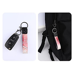 Kawaii Car Keychain Gradient Color Cute Keychains for Women/Men/Girls/Kids,Personalized Bear Keychains for Backpacks Charms Purse (Red)…