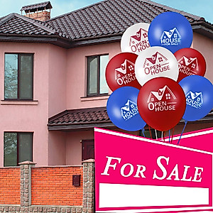 Gejoy 60 Pieces Open House Balloons House for Sale Balloons 12 Inches Latex Balloons for Real Estate Balloons Supplies Signs for Open House Yard Sign House Signs