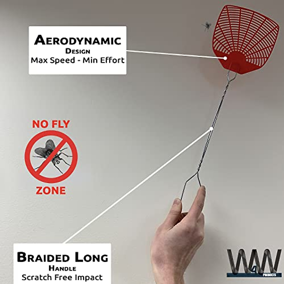 Bug & Fly Swatter – Braided Metal Handle 6 Pack Fly Swatters – Indoor/Outdoor – flyswatter