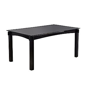 Pilaster Designs Indoor Home Decorative Furniture Eugene 47" Rectangular Dining Table, Cappuccino Wood & Beveled Glass Top