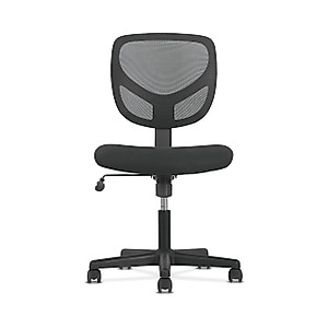 HON BSXVST101 Sadie Swivel Mid Back Mesh Task Without Arms-Ergonomic Computer/Office Chair (HVST101), Black