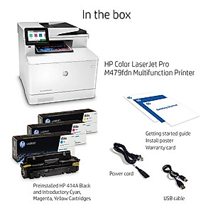 HP Color Laserjet Pro Multifunction M479fdn Laser Printer with One-Year, Next-Business Day, Onsite Warranty (W1A79A) White (Renewed)