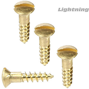 #6 x 3/4 Solid Brass Wood Screws Oval Head Slotted Drive Quantity 100