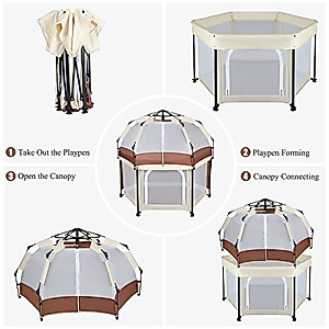 Bend River Portable Baby Playpen with Padded Floor, Toddler Beach Tent with Detachable Canopy, Play Yard for Indoor and Outdoor White