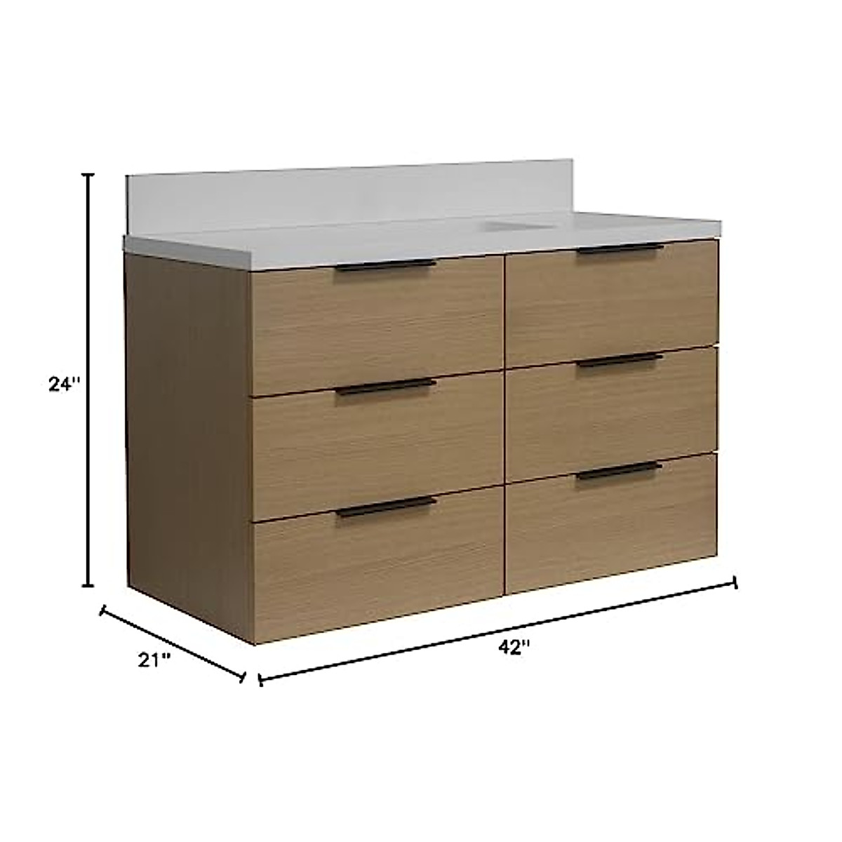 Kitchen Bath Collection Oslo 42-inch Floating Wall-Mounted Bathroom Vanity: Includes Blonde Wood Cabinet with Matte White Countertop and White Ceramic Sink