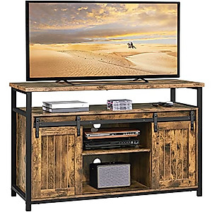 Yaheetech Rustic TV Stand with 2 Storage Cabinets for 55 Inch TV, Entertainment Center with Sliding Barn Doors & Height Adjustable Shelves, TV Console for Living Room