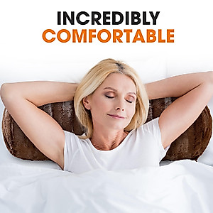 Cheer Collection Faux Fur Cylinder Pillows - Decorative Bolster Pillows for Couch & Bed - Machine Washable - 8” x 24” Inch (Set of 2) - Chocolate