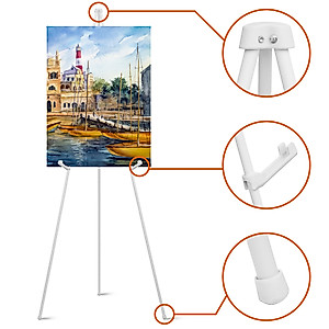 ARTASY 63" Easel Stand for Wedding Signs, Posters, Portable Artist Easel for Painting Canvas, Tripod for Home and Office, Supports 5 lbs-White 1/Pack
