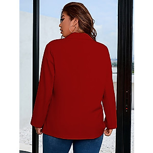 Floerns Women's Plus Size Long Sleeve Lapel Open Front Work Office Blazer Jacket Burgundy 3XL