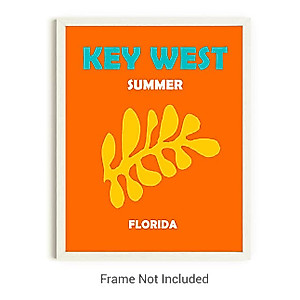 Preppy Travel Prints No.16 Wall Art Decor - 8x10 UNFRAMED Abstract Aesthetic Boho Indie Matisse-Inspired Gift for Girls,Teens,Women. Set of 6 USA Beaches.