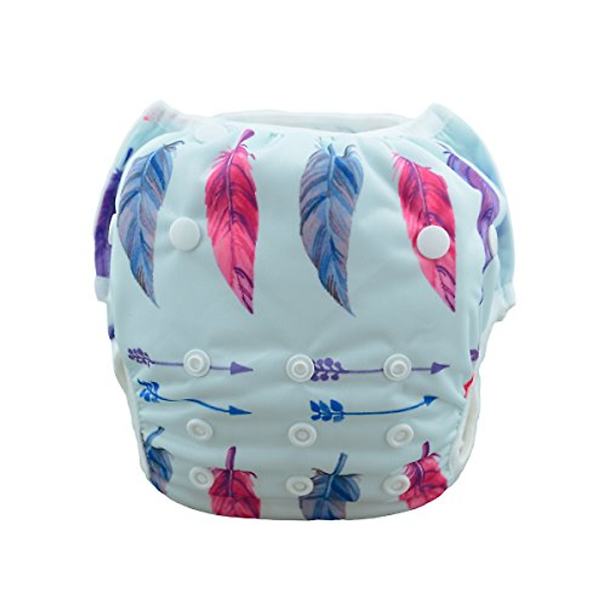 Babygoal Baby Swim Underwear for Swim lesson, Reuseable Washable Adjustable Swiming Diapers Girl color SW20, one size( 0-2 years), Feather