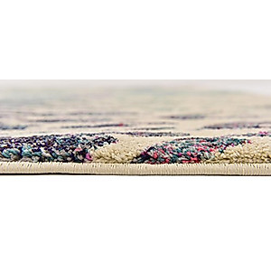 Unique Loom Positano Collection Coastal Modern Coral Lobster Shells Light Blue Area Rug (9' x 12')