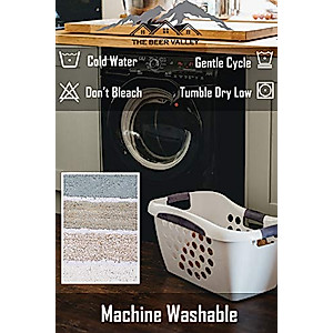 Bathroom Rugs Luxury Stripe Bath Rug Set 21x32-17x24 Spa Grey-Beige,2Piece Mat Set, Soft Plush Anti-Skid Shower Rug +Toilet Mat.Shaggy Carpet, Super Absorbent mats, Machine Washable Bath Mat,