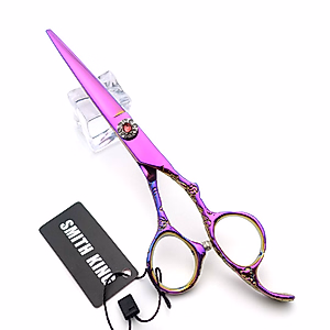 Professional Hair Cutting Scissors Set with Razor Comb Case,Hair cutting shears Hair Thinning shears with rose handle (6.0 inches)