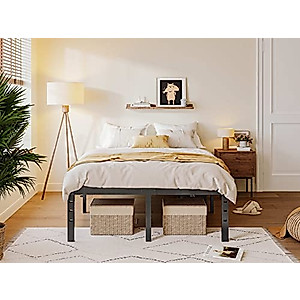 Auroral California King Bed Frame 18 Inch Tall 3 Inches Wide Wood Slats with 3500 Pounds Support for Foam Mattress/ No Box Spring Needed / Underneath Storage / Noise Free / Easy Assembly-Black