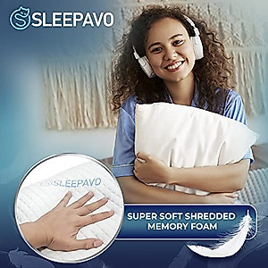 Shredded Memory Foam Pillows - Gel Pillow Queen Size Set of 2 - Bamboo Gel Cooling Memory Foam Pillows for Bed - Bed Pillows for Sleeping 2 Pack - Adjustable Queen Pillows 2 Pack - Medium Firm