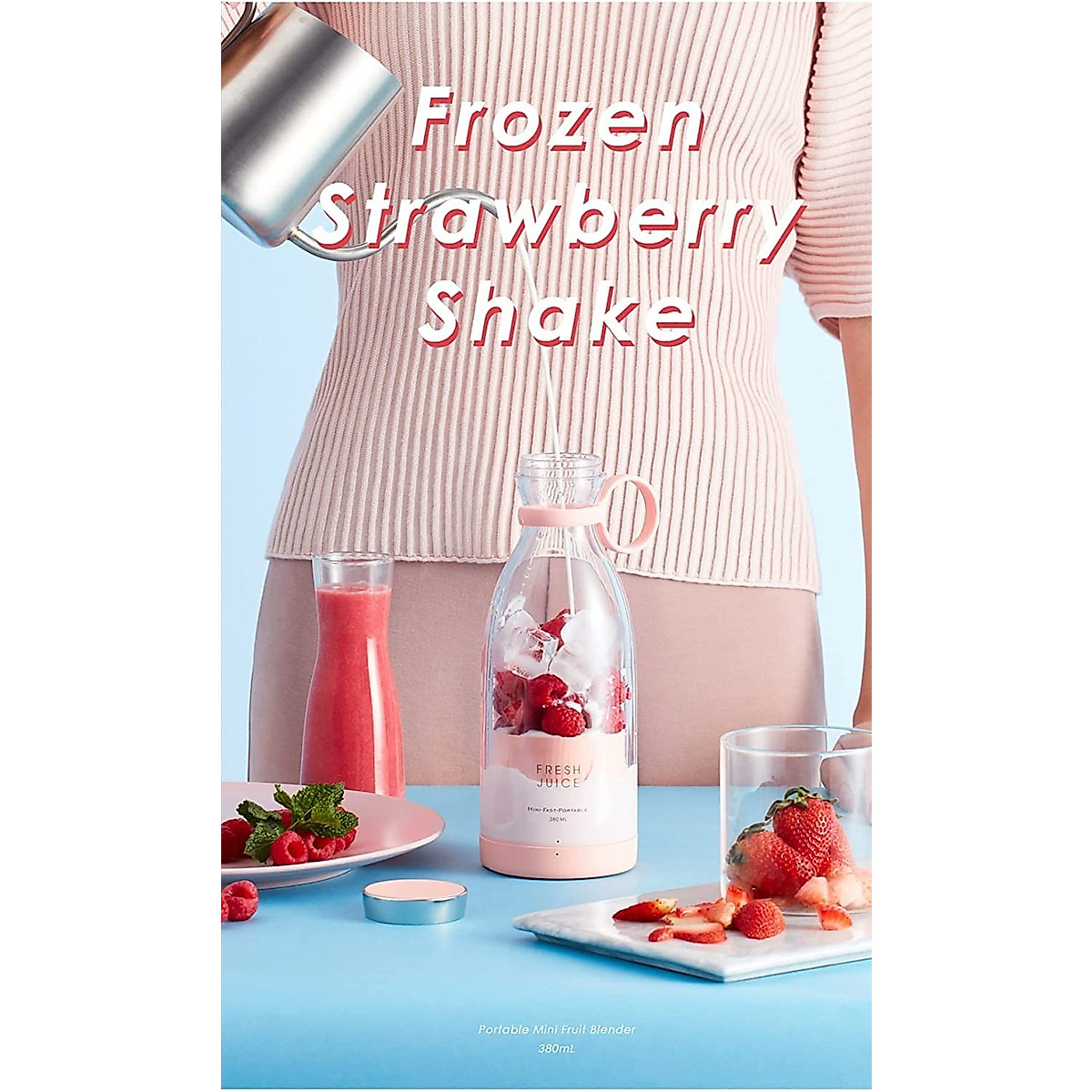 Freshjuice-Portable Mini Blender,Fresh Juice Mini Fast Portable Blender,Fresh Juice Blender (Pink)