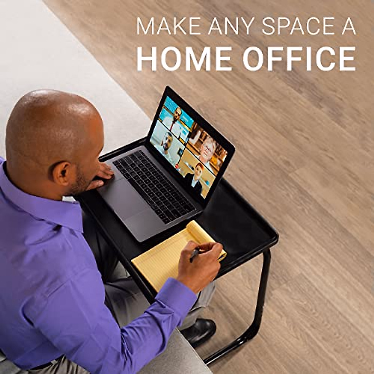 Table Mate XL TV Tray Table - Folding Couch Table Trays for Eating Snack Food, Stowaway Laptop Stand, Portable Bed Dinner Tray - Adjustable TV Table with 4 Set Angles, Black