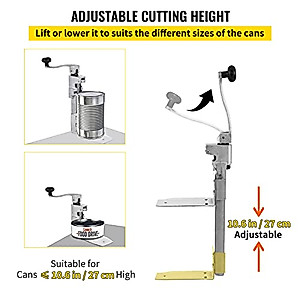 Happybuy Commercial Can Opener, 15.7 inches Tabletop Can Opener, Heavy Duty Manual Table Can Opener for Restaurant Hotel Bar