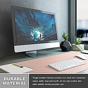 K KNODEL Desk Mat Waterproof for Desktop, Leather Desk Pad for Keyboard, Mouse Pad Protector for Office and Home (Pink, 31.5" x 15.7")