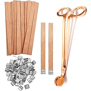 100pcs Wood Wicks for Candles, Wood Candle Wicks Wood Wicks for Candles Making Smokeless Wooden Candle Wicks with Trimmer Natural Crackling Wooden Wicks for Candle Making 5.1x0.5x0.04inch DIY Craft