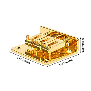 BQLZR 3 String Guitar Hard-tail Tailpiece Bridge,Zinc Alloy Electric Guitar Hardtail Bridge with Screws & Wrench Electric Guitar Bridge Golden Silver Black Pack of 3